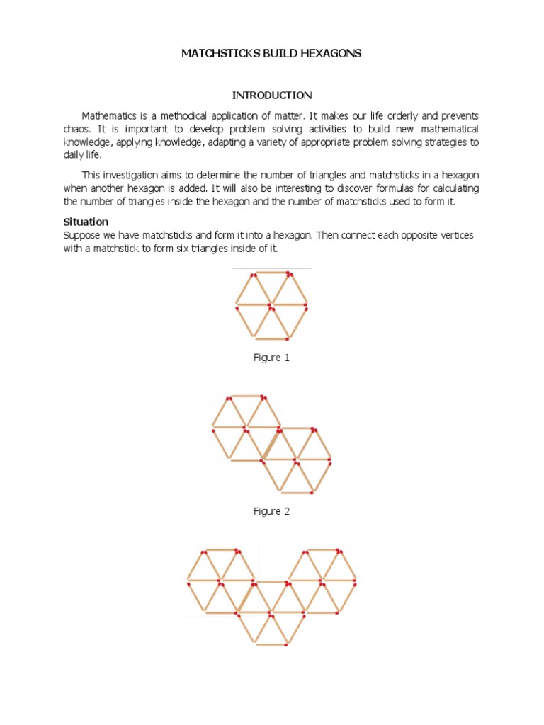Matchsticks Builds Hexagon | PDF | Triangle | Polygon