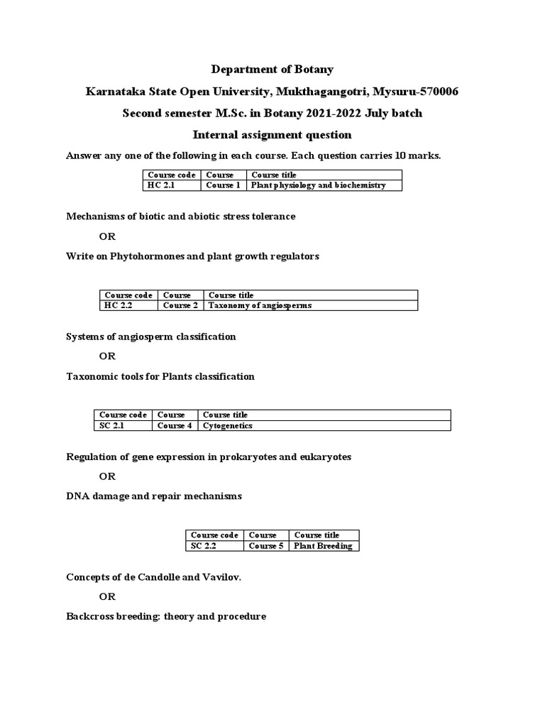 M.Sc-Botany Second Semester Assignment | PDF