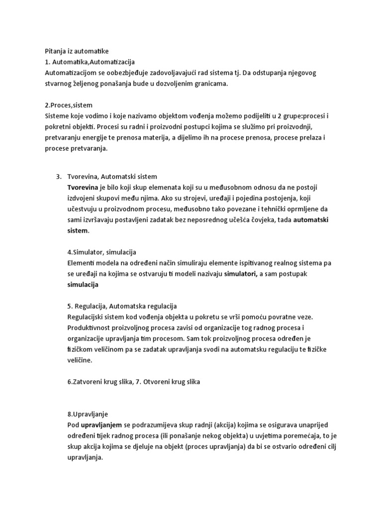 Pitanja-Iz-Automatike Popunjena | PDF