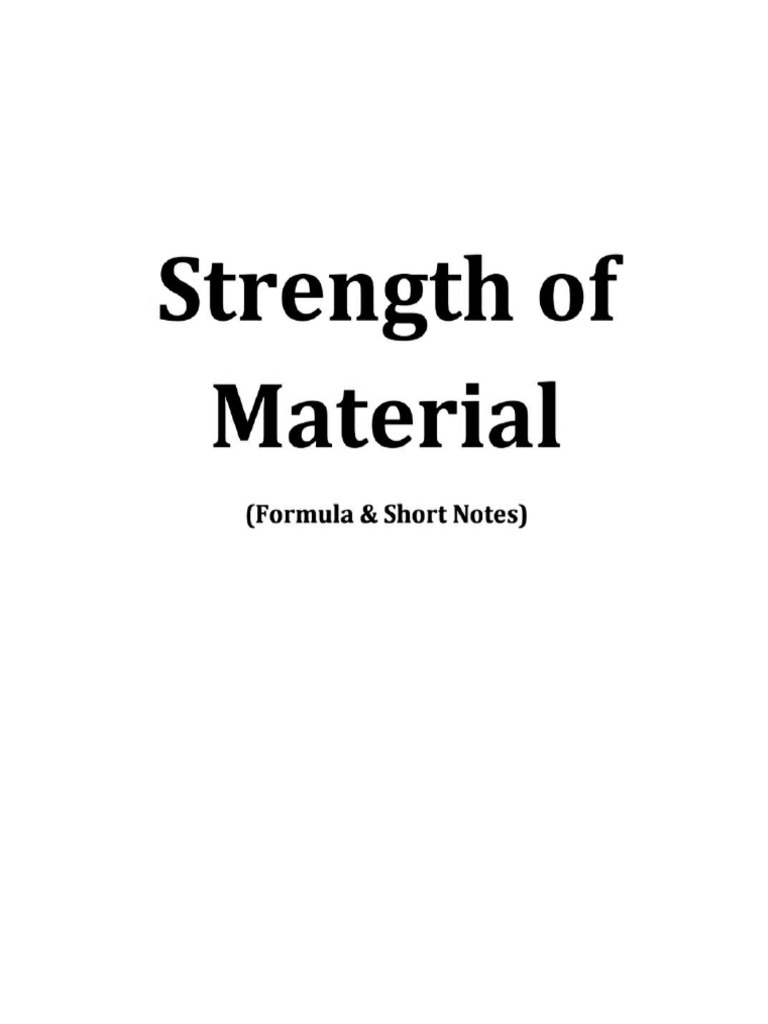 Material Strength: Formulas & Notes | PDF | Young's Modulus | Beam ...