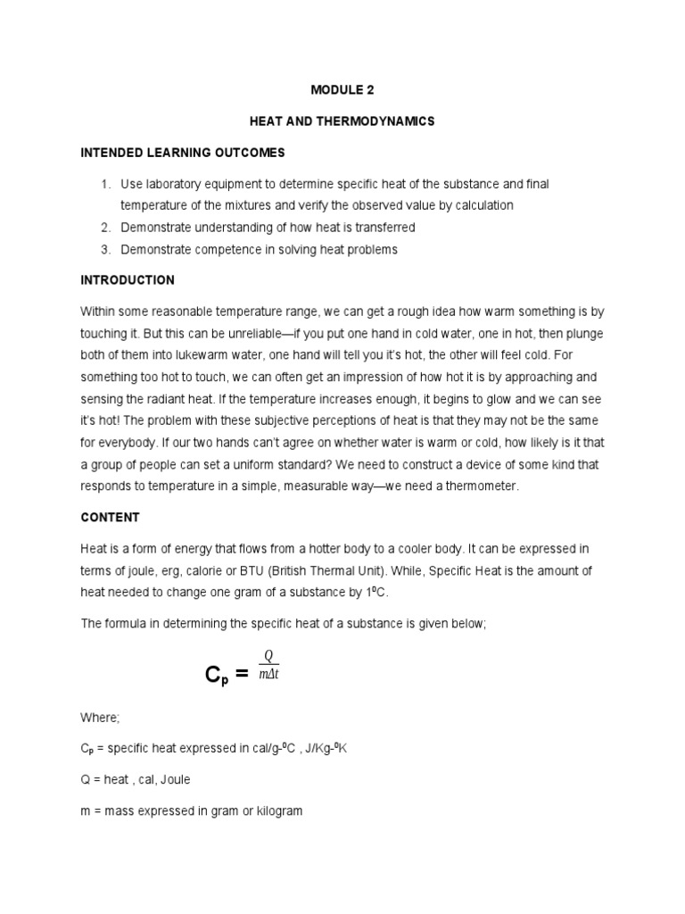 Module 2 - Heat and Thermodynamics | PDF | Heat Transfer | Heat