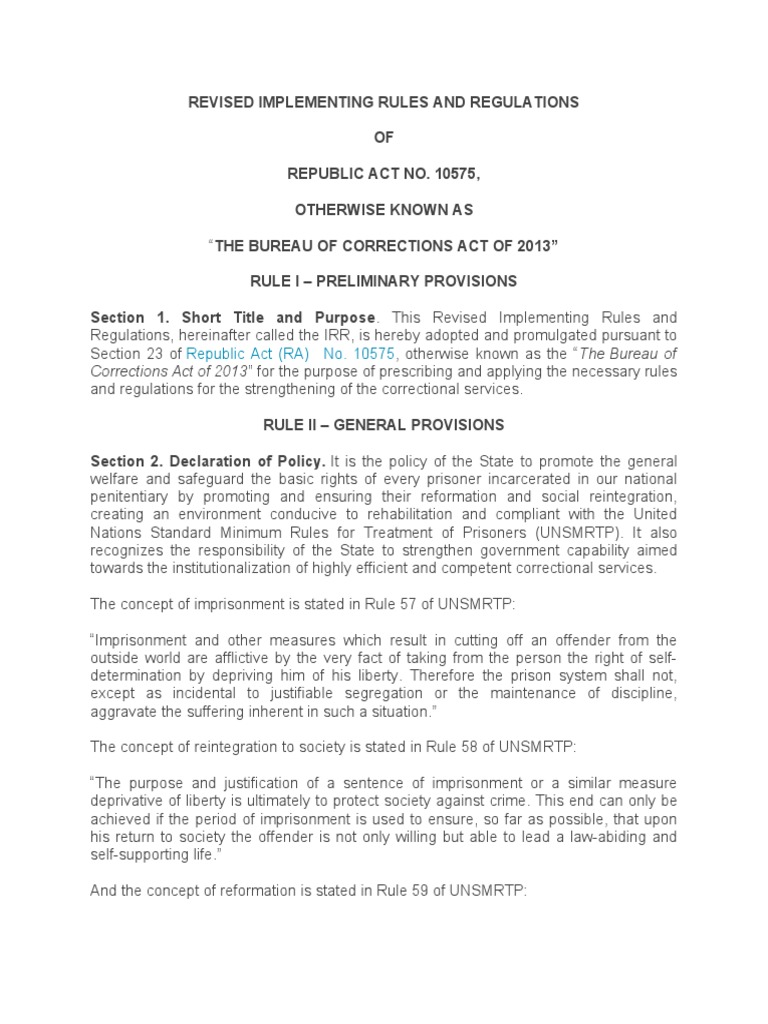 Revised Implementing Rules and Regulations Ra 10575 | PDF | Prison | Crimes