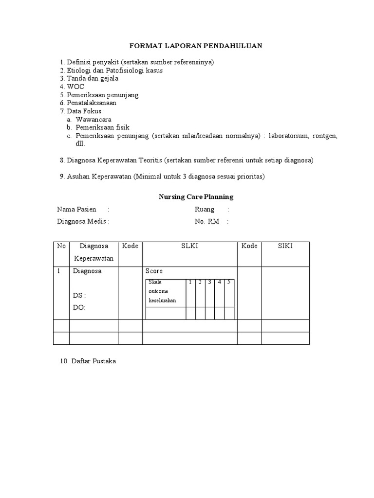 Format Laporan Pendahuluan | PDF