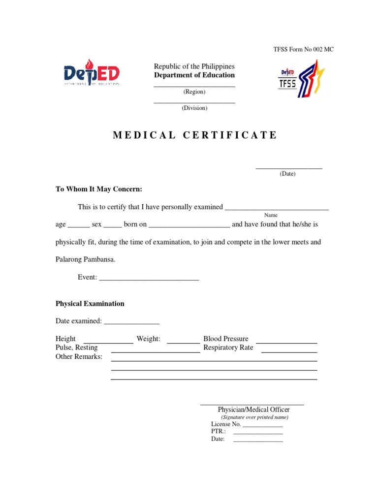 Medical Certificate | PDF