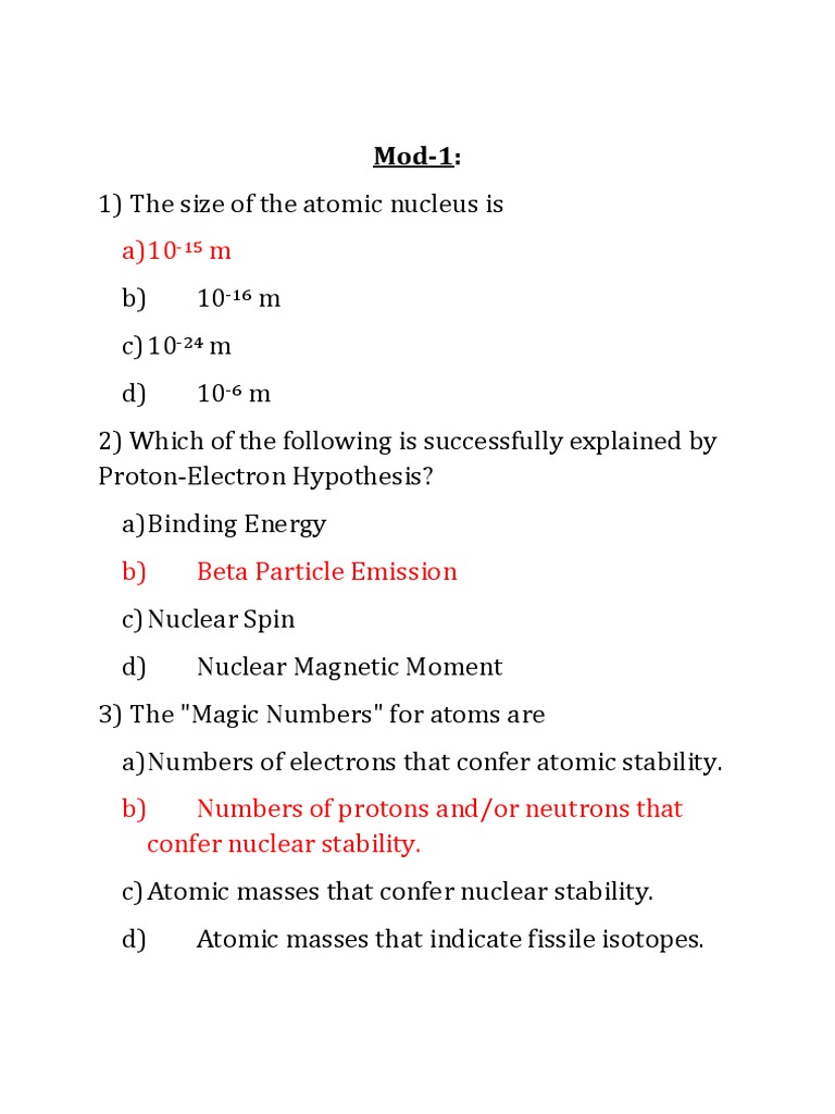 Nuclear and Particle Physics Questions | PDF | Atomic Nucleus | Nuclear Reaction