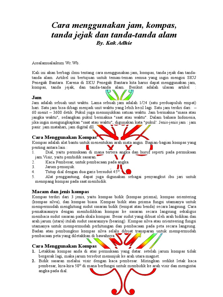 Cara Menggunakan Jam Kompas Dan Tanda Jejak | PDF