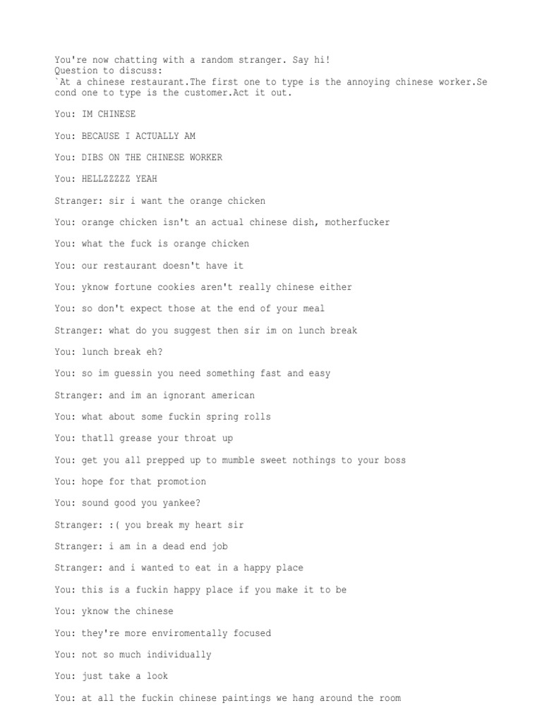 Flying Shit On Omegle | PDF | Fuck | Foods