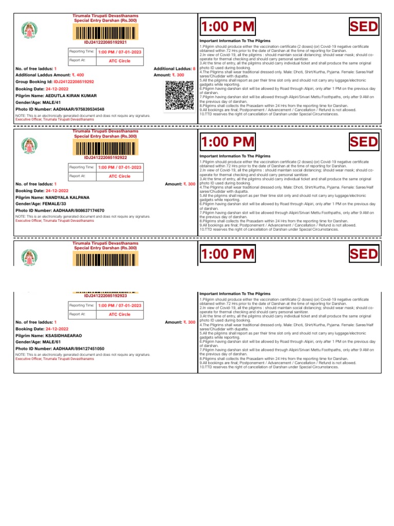 Tirumala Tirupati Devasthanams (Official Booking Portal) | PDF