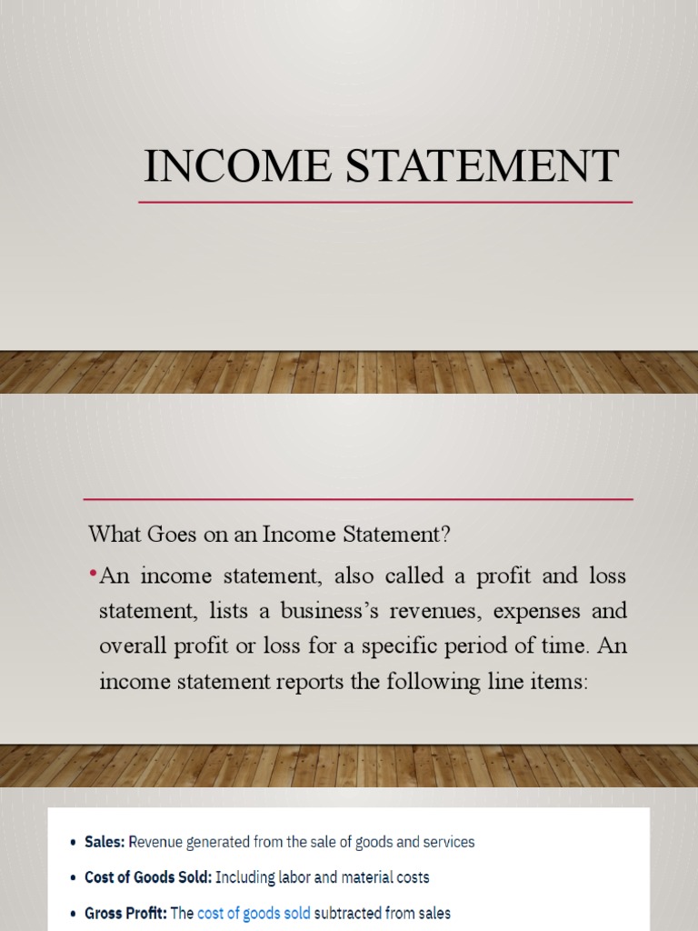 INCOME STATEMENT For Entrep Students | PDF