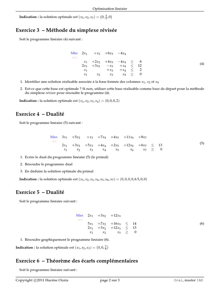 Pages de Exercices-1 | PDF | Optimisation linéaire | Calcul des variations