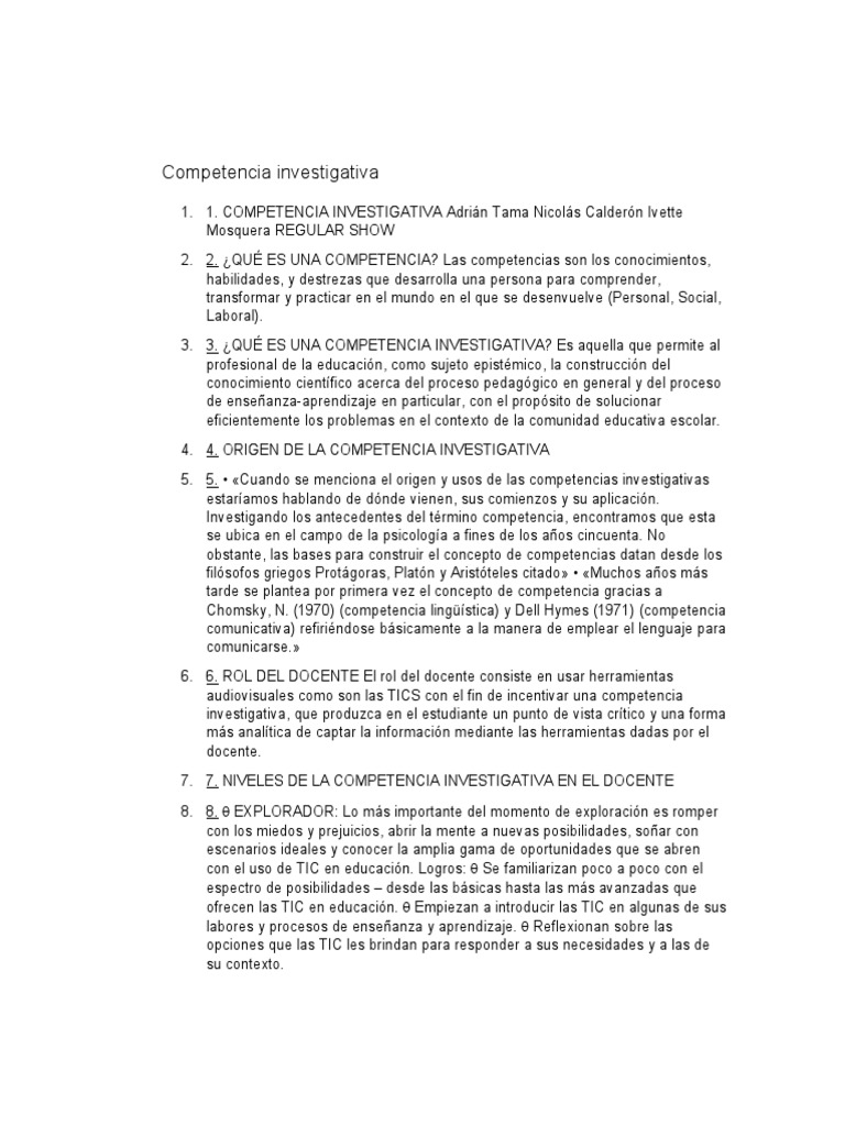 Competencias Investigativas | PDF | Aprendizaje | Conocimiento