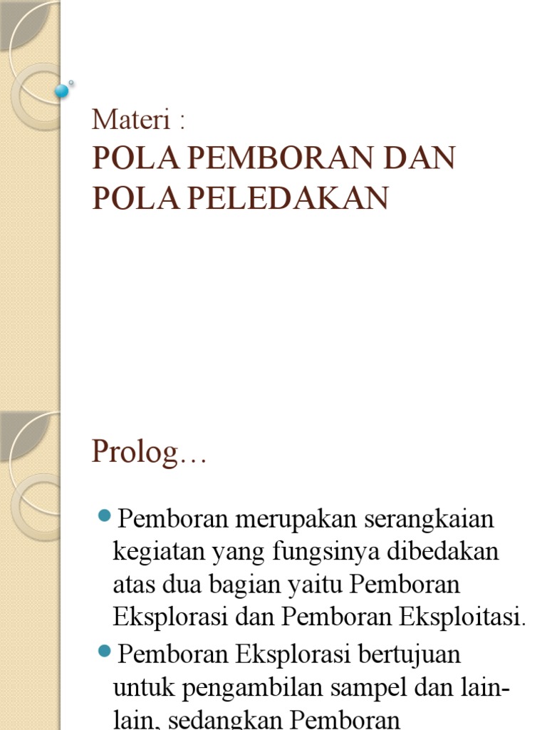 Pola Pemboran Dan Pola Peledakan | PDF
