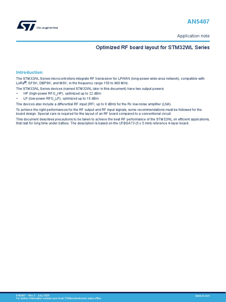 RF - PCB - Design - An5407 Optimized RF Board Layout For stm32wl Series ...