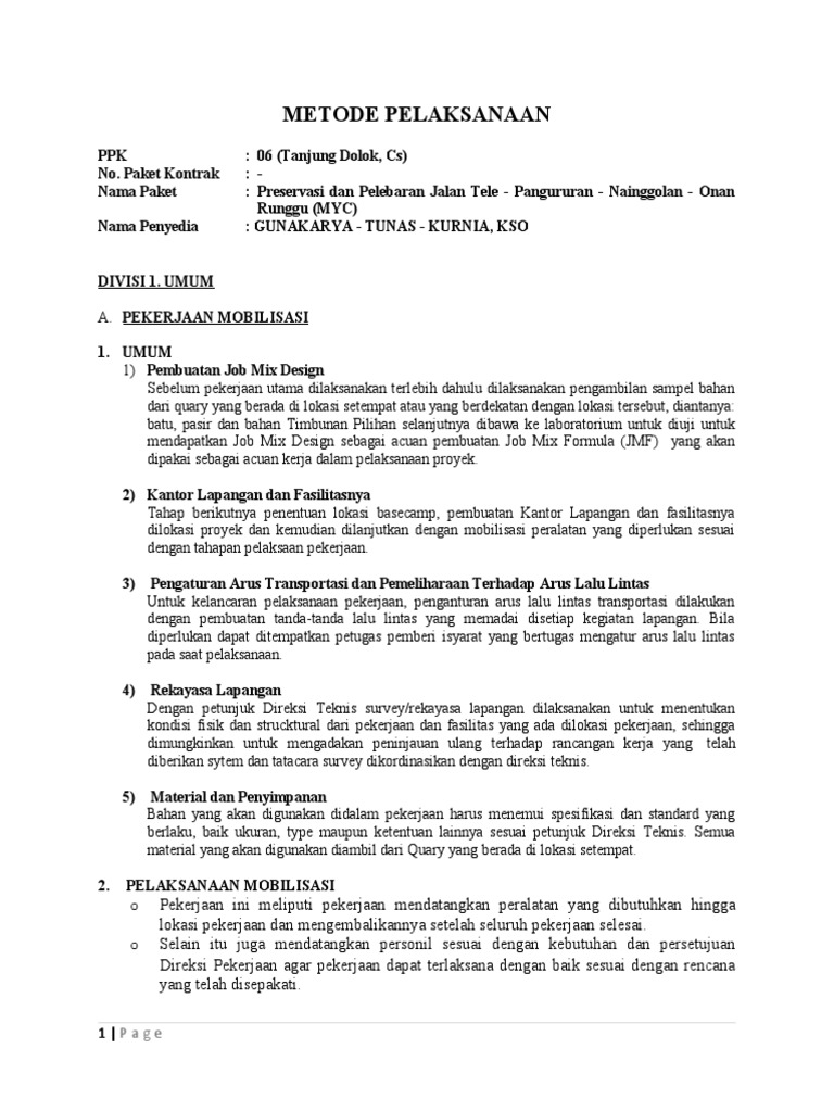 Proyek Jalan Tele-Pangururan | PDF