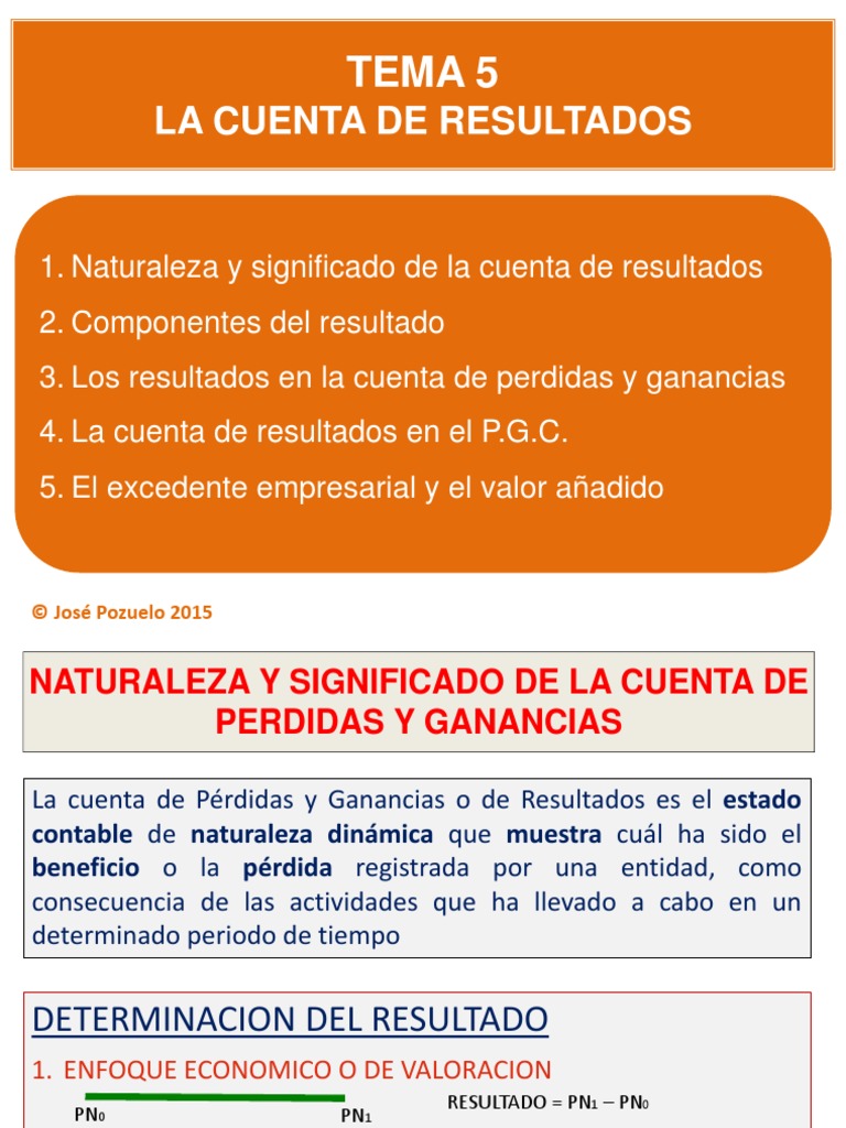Tema 5. La Cuenta de Resultados | PDF | Estado de resultados | Valor neto