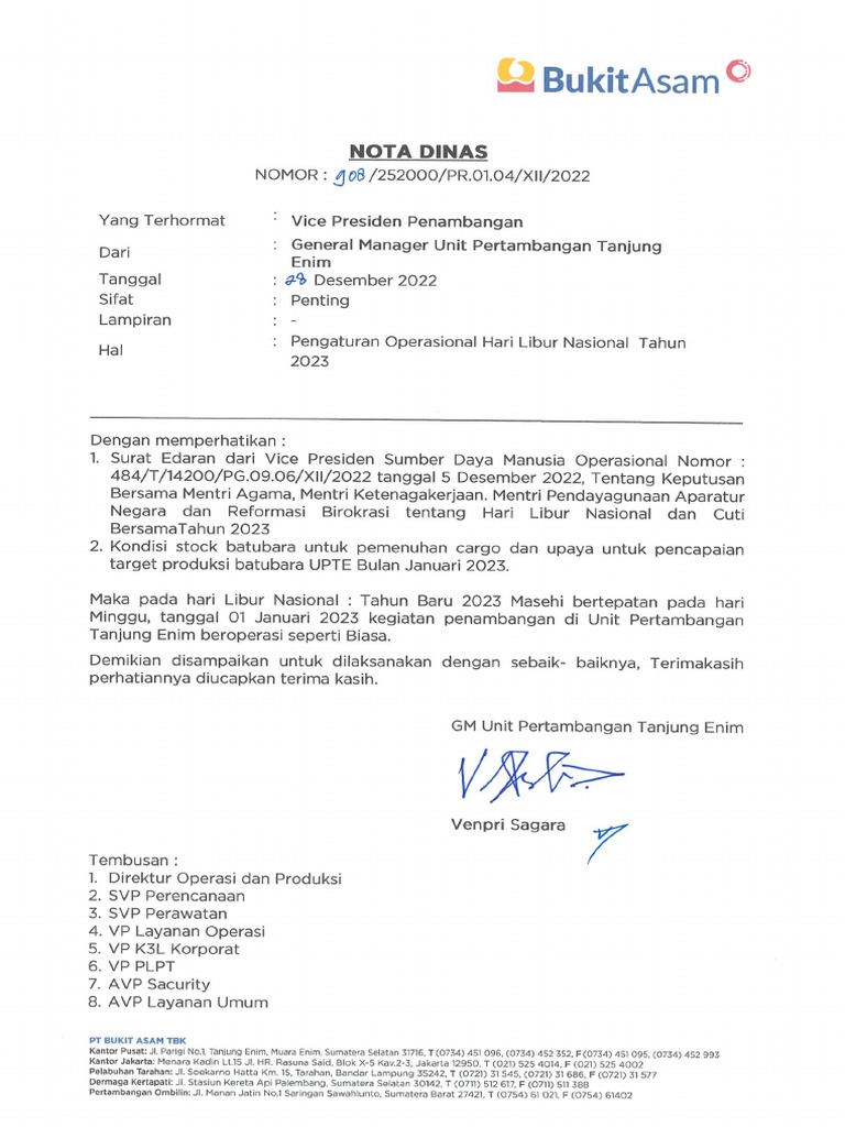 Contoh Nota Dinas | PDF