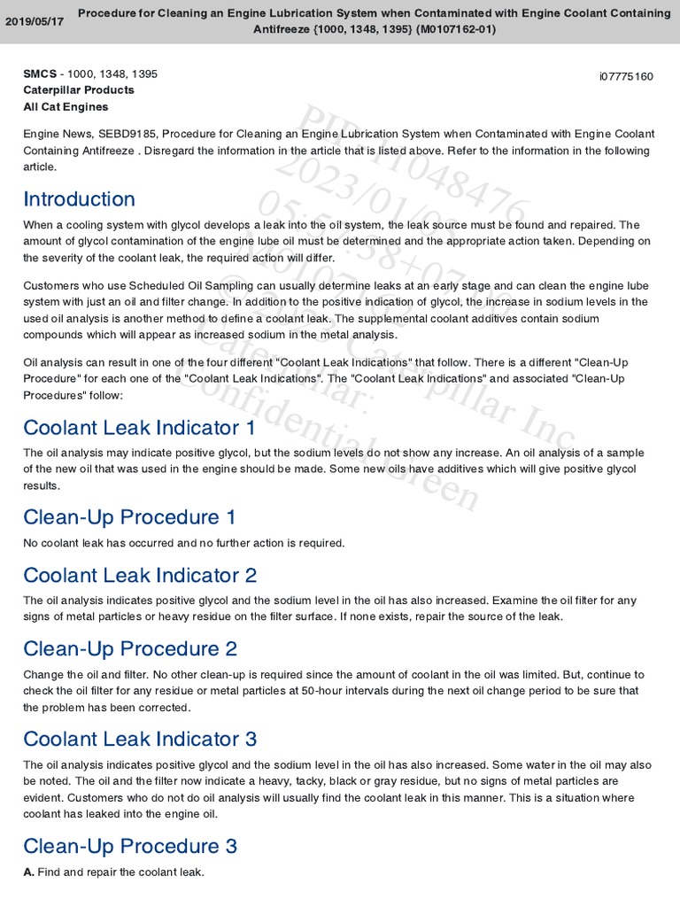 Procedure For Cleaning An Engine Lubrication System When Contaminated ...