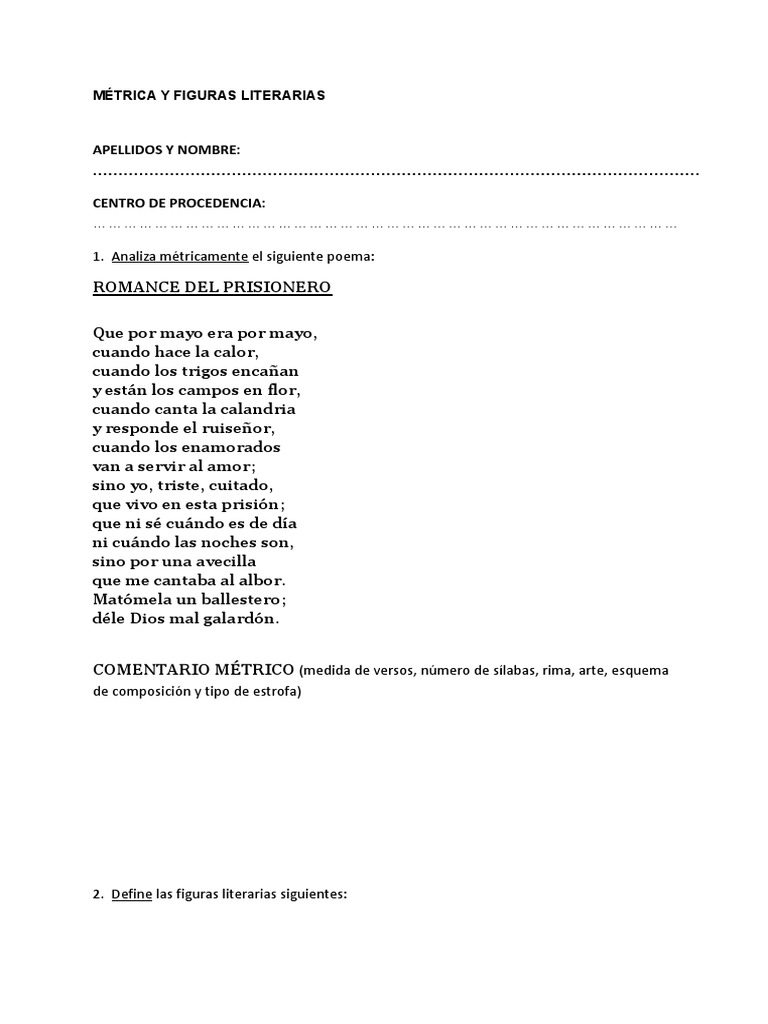 Métrica y Figuras Literarias (Tarea) | PDF