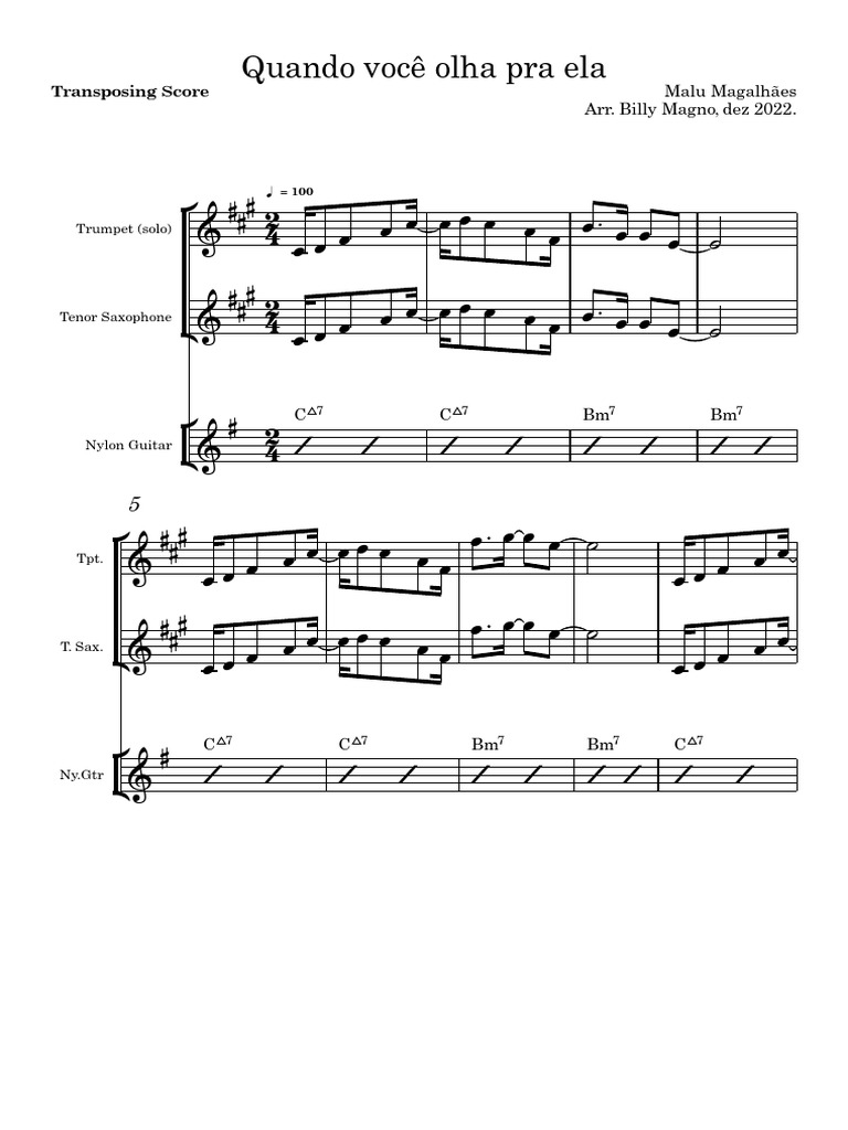 Quando Você Olha Pra Ela Score | PDF