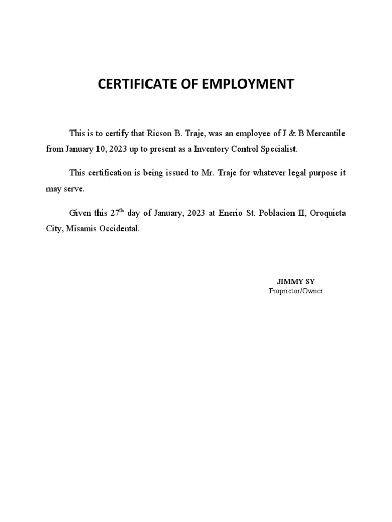 Certificate of Employment | PDF