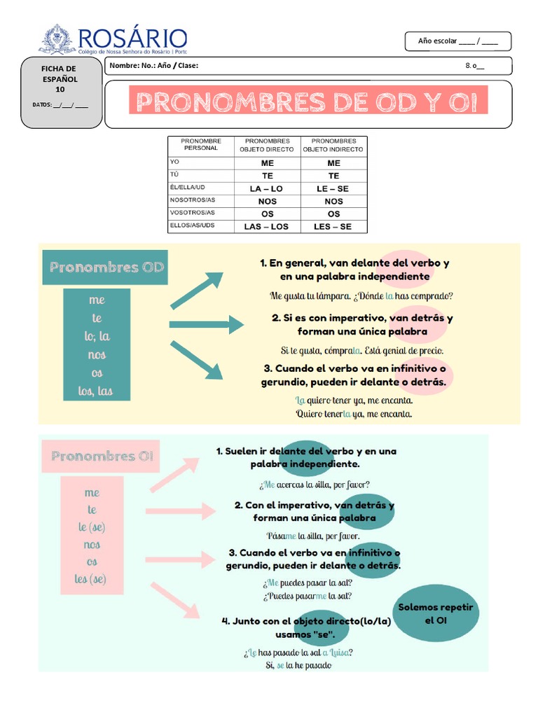 Sustituye Los OD y Los OI Por Pronombre | PDF | Lingüística