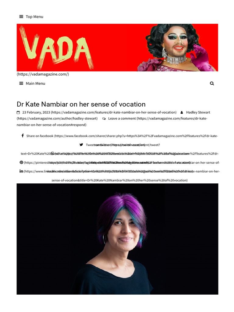 DR Kate Nambiar On Her Sense of Vocation - Vada Magazine | PDF | Hiv/Aids | Transgender