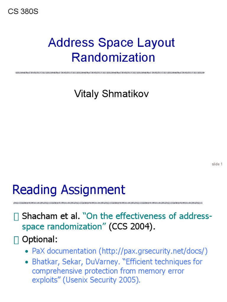 Address Space Layout Randomization Aslr Pdf Java Virtual Machine