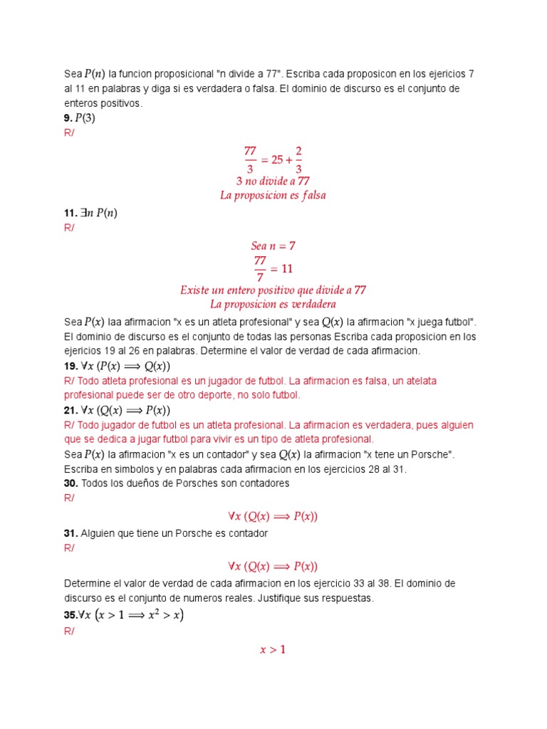 Proposiciones y su Verdad en Matemáticas | PDF | Proposición | Lógica