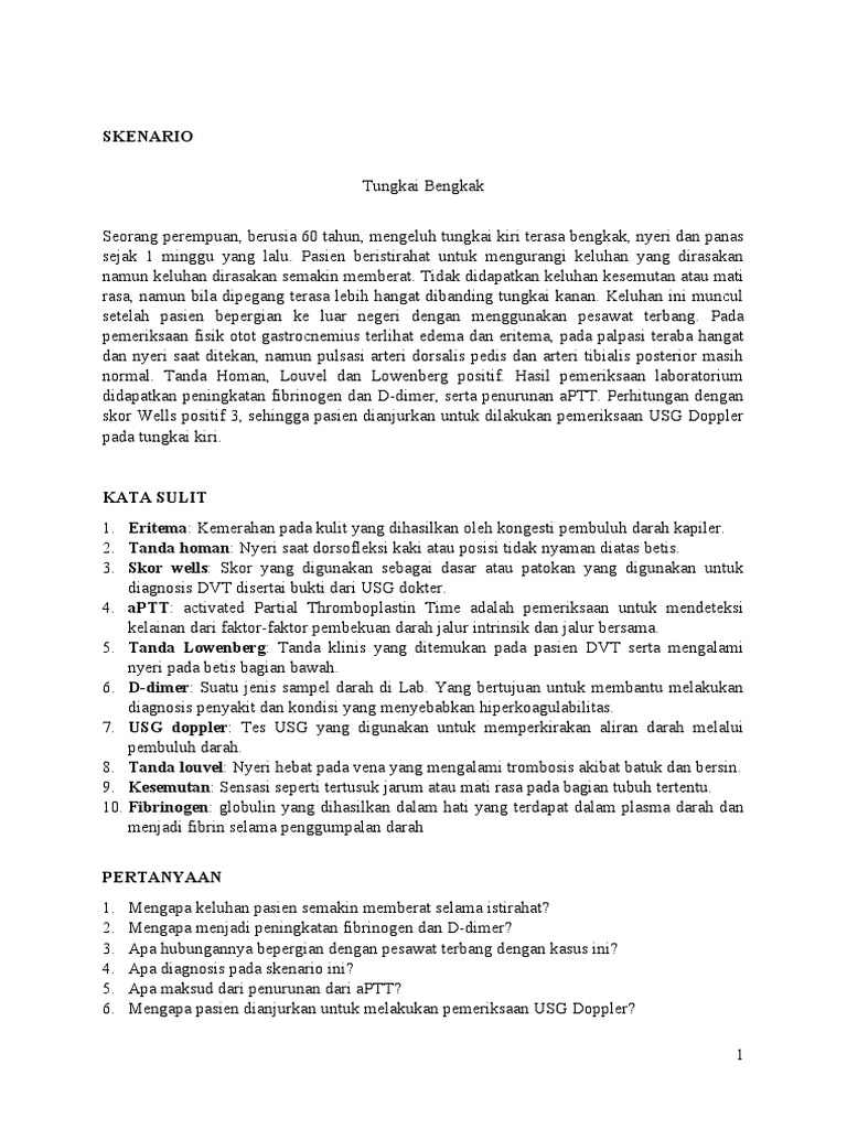DVT: Gejala, Diagnosis, dan Tatalaksana | PDF