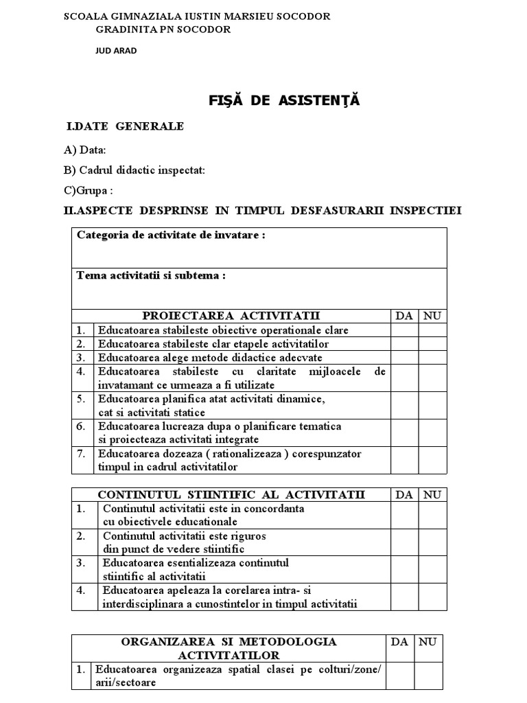 Fisa de Interasistenta | PDF