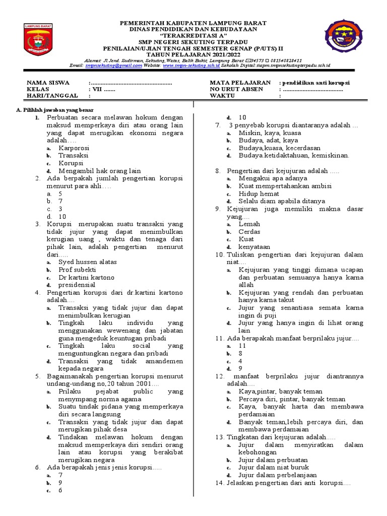 Soal Pak KLS 7 | PDF