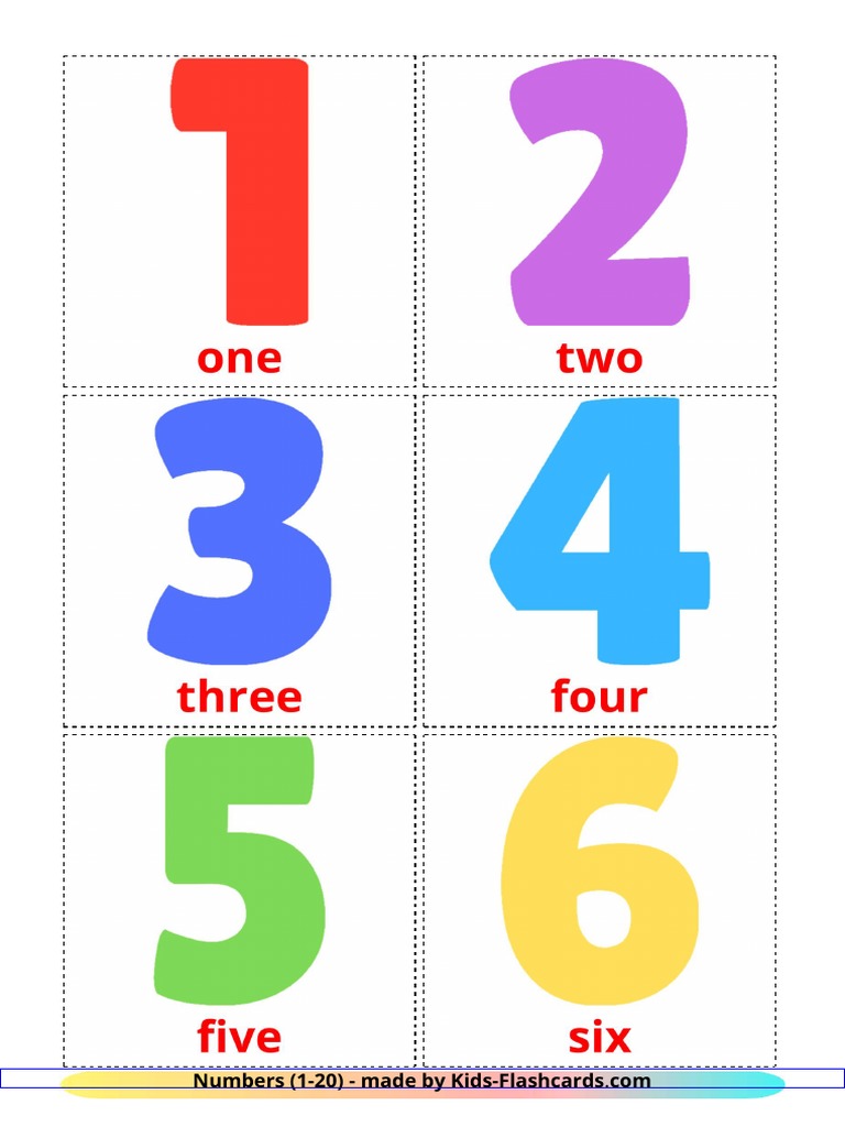 Free Printable Numbers 1-20 Flashcards | PDF