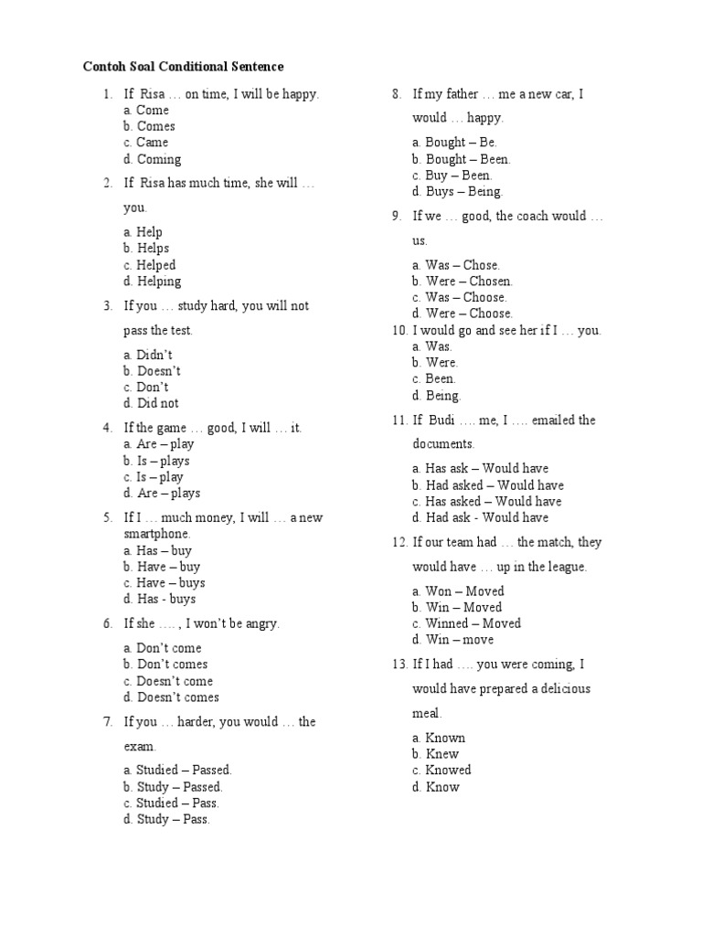 Soal PG Conditional Sentence Siswa | PDF