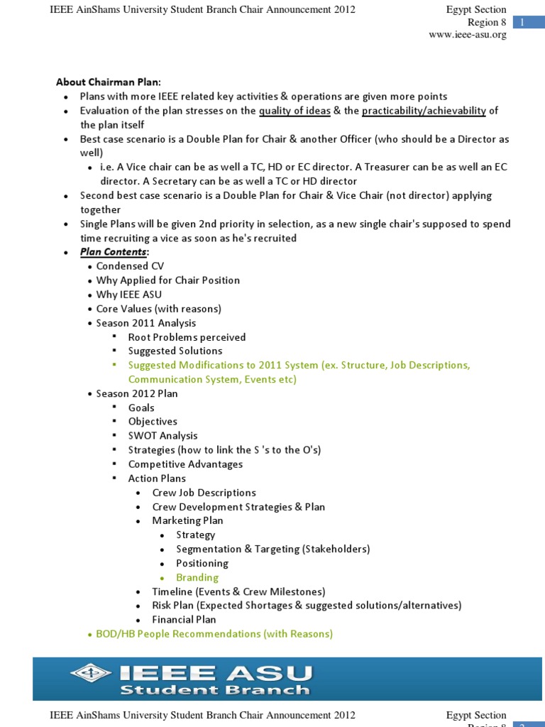 About Chairman Plan IEEE ASU SB 2012 | PDF