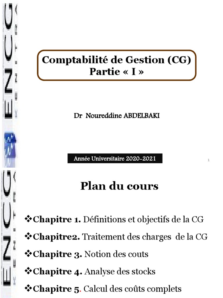 Chapitre N°1 | PDF | Comptabilité | Comptabilité analytique