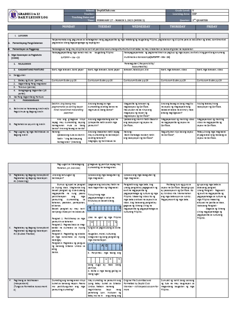 DLL - Esp 5 - Q3 - W3 | PDF