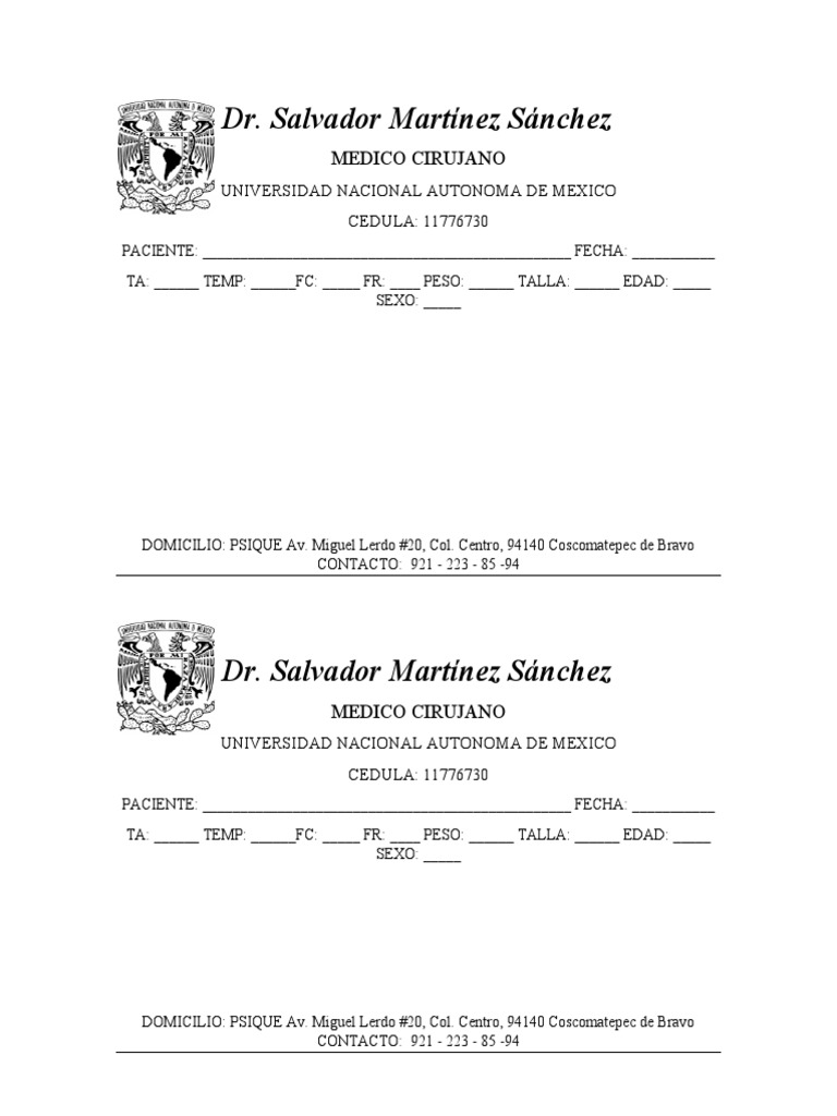 Formato Receta Prototipo | PDF