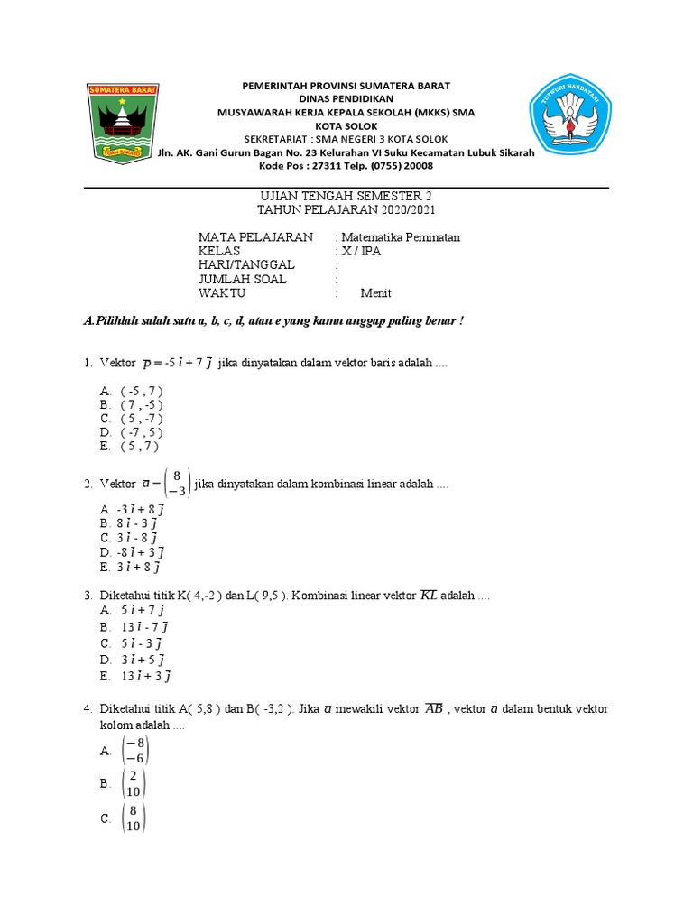 Bagi MID MTKP SEMESTER 2 KELAS X | PDF