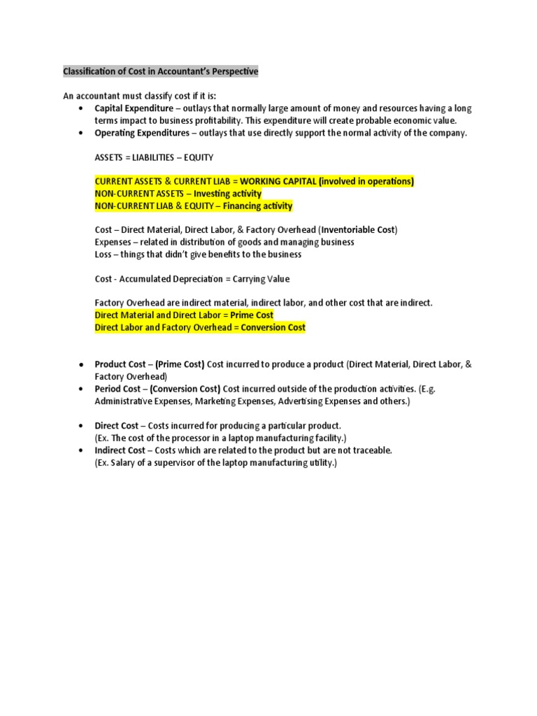 COST ACCOUNTING Classifications and Analysis | PDF | Cost | Expense