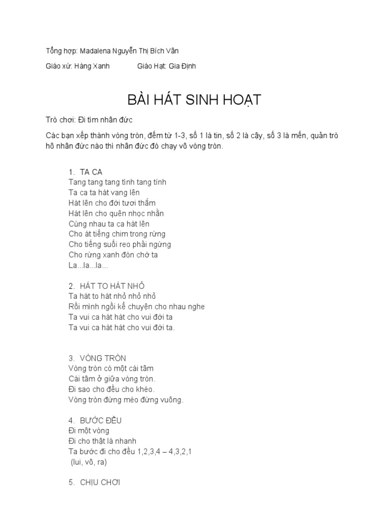 Bài Hát Sinh Ho T | PDF
