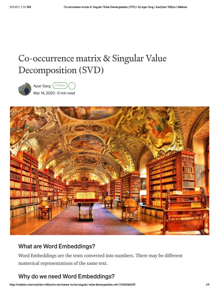 Co-Occurrence Matrix and SVD Explained | PDF | Eigenvalues And ...