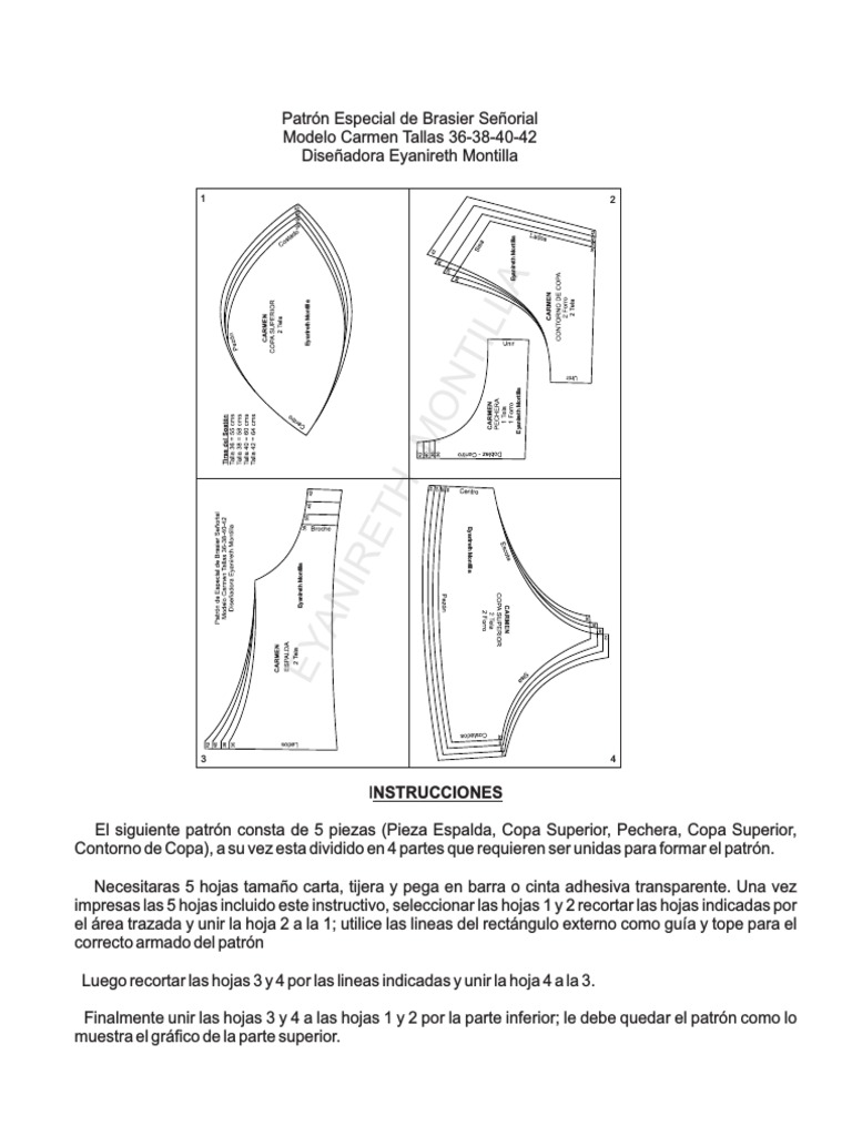 Patrón de Brasier Modelo Carmen | PDF