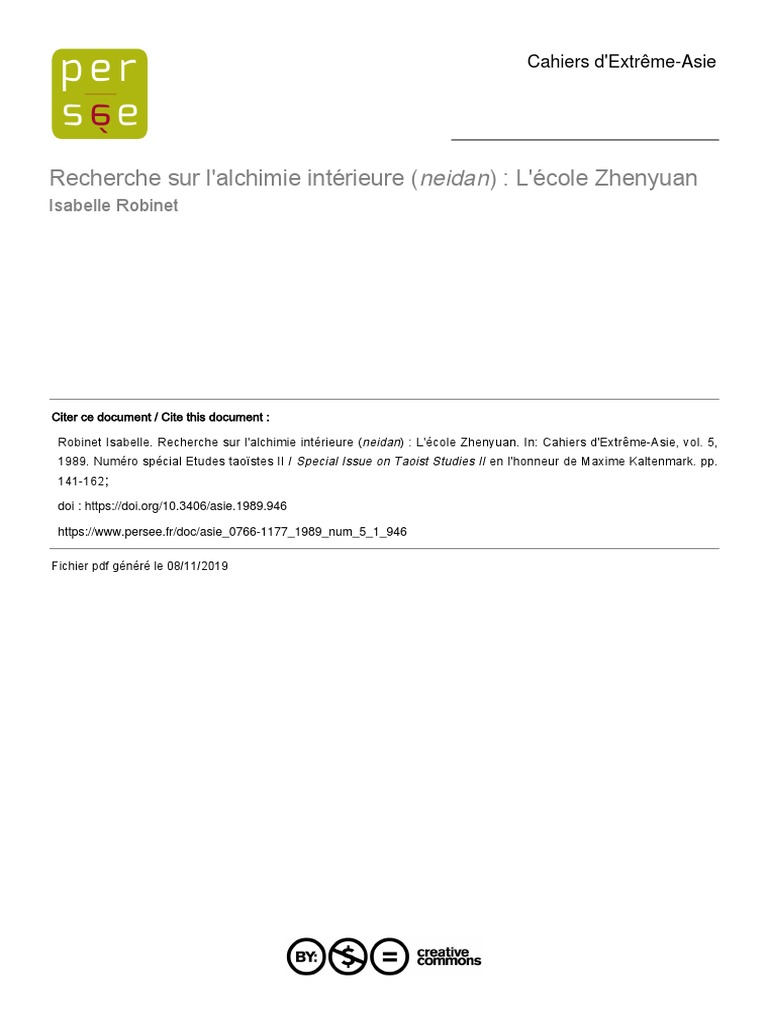 1989 - Isabelle Robinet - Recherche Sur L'alchimie Intérieure (Neidan ...