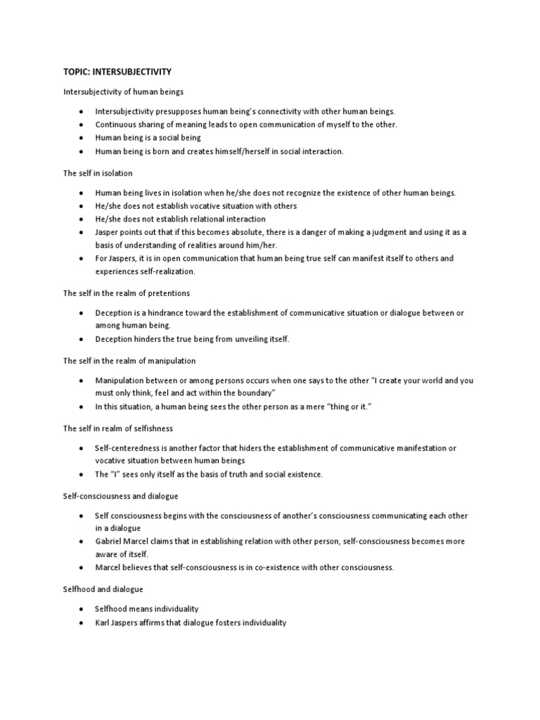 Understanding the Self Through Intersubjectivity | PDF | Self | Truth