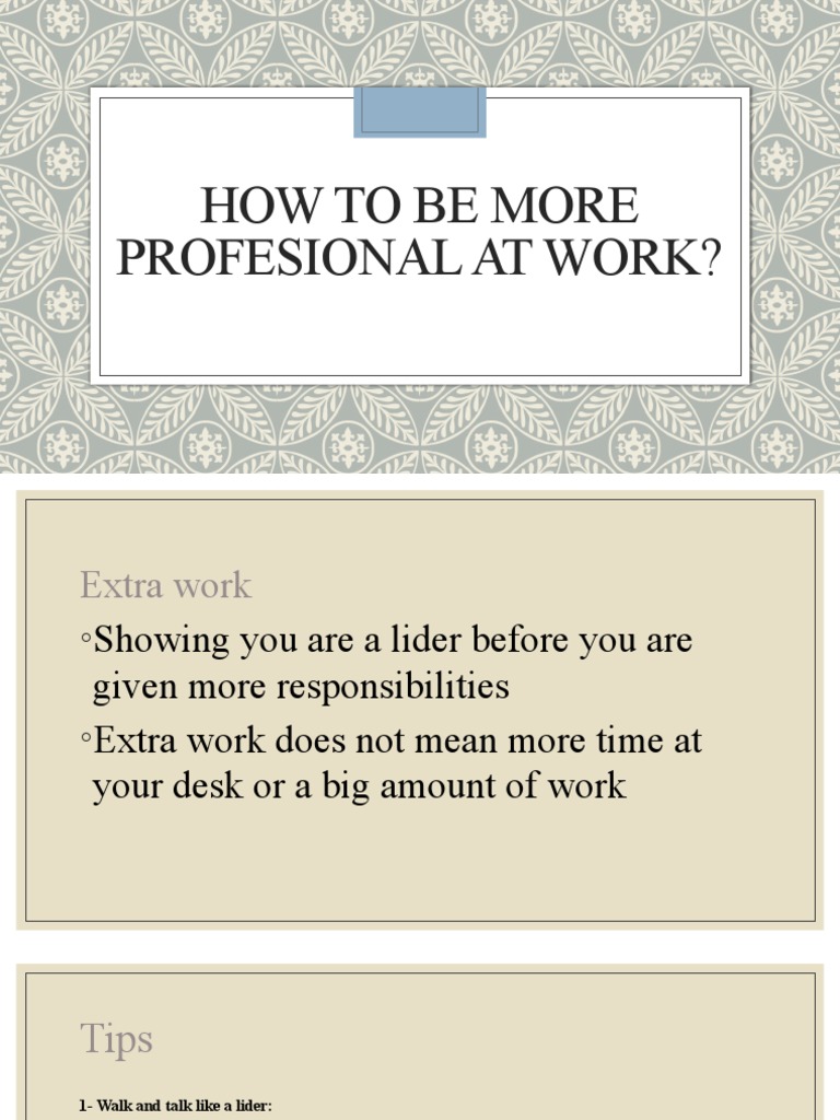 How To Be More Profesional At Work Pdf