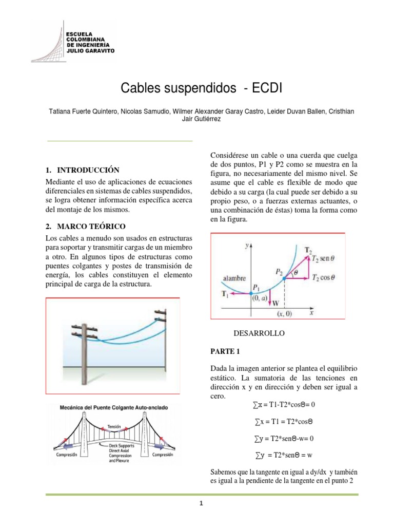 ECDI Cables Suspendidos | PDF | Ecuaciones | Ecuaciones diferenciales