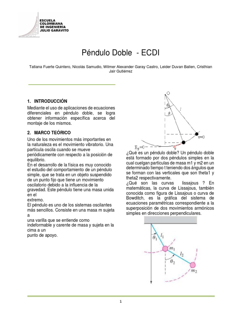 ECDI Pendulo Doble | PDF | Oscilación | Péndulo