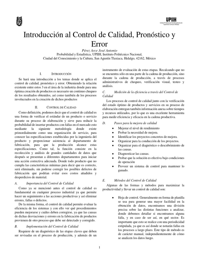 Introducción al Control de Calidad | PDF | Calidad (comercial ...