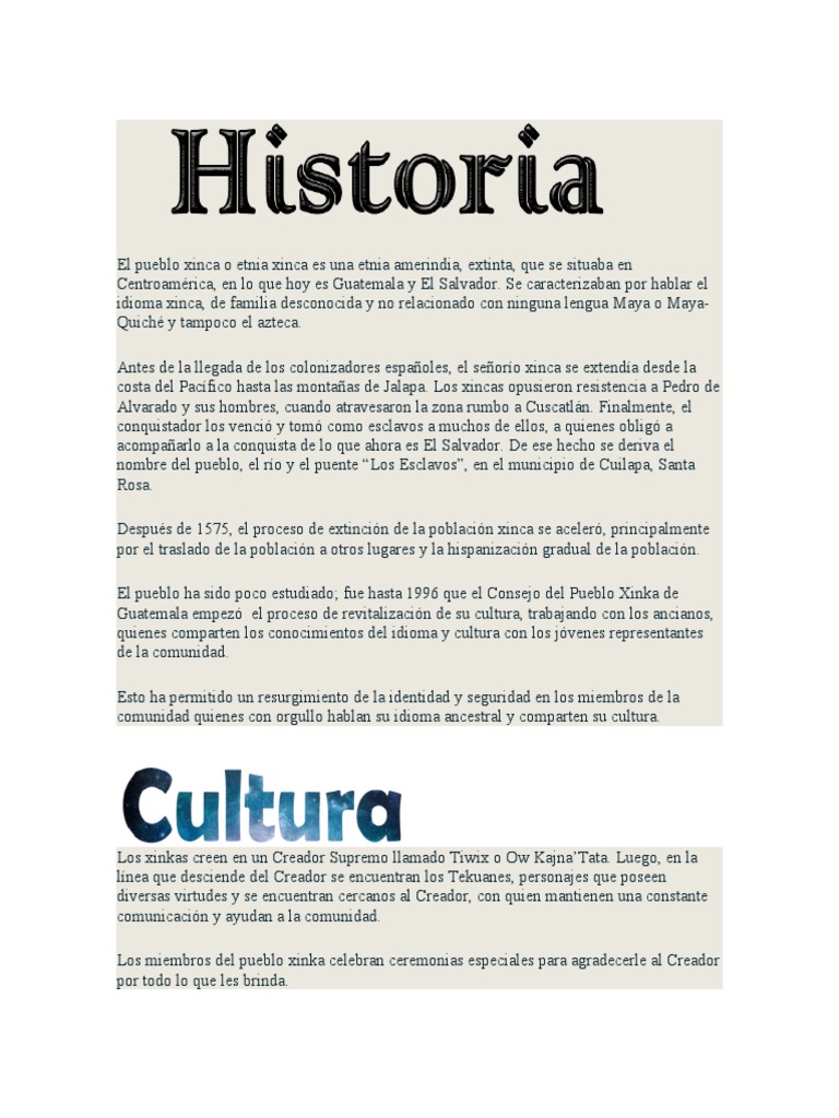 El Pueblo Xinca o Etnia Xinca Es Una Etnia Amerindia | PDF | America ...