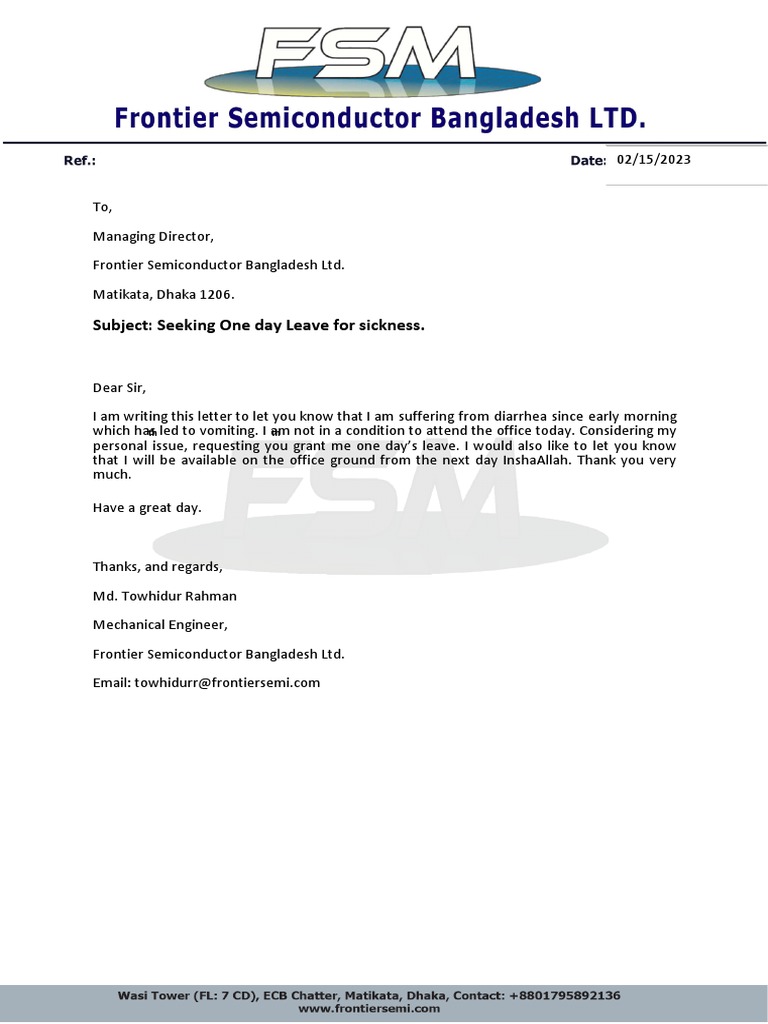 02-15-2023 Leave Application | PDF